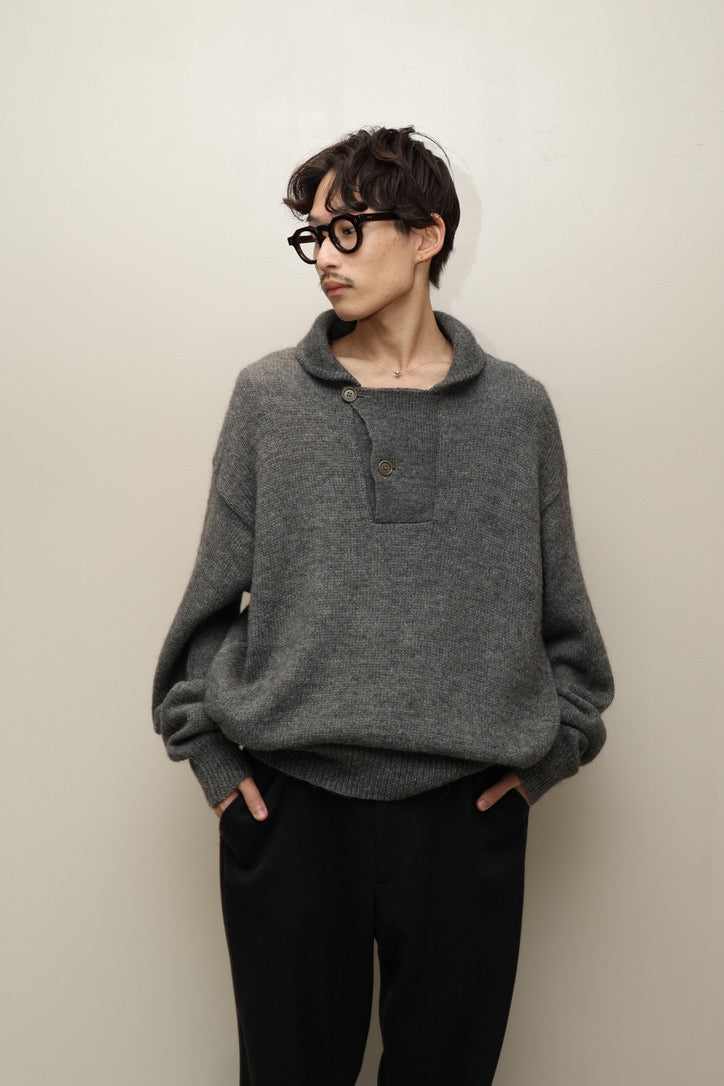 80's EMPORIO ARMANI - wool deformed neck knit jumper – temporary-tokyo